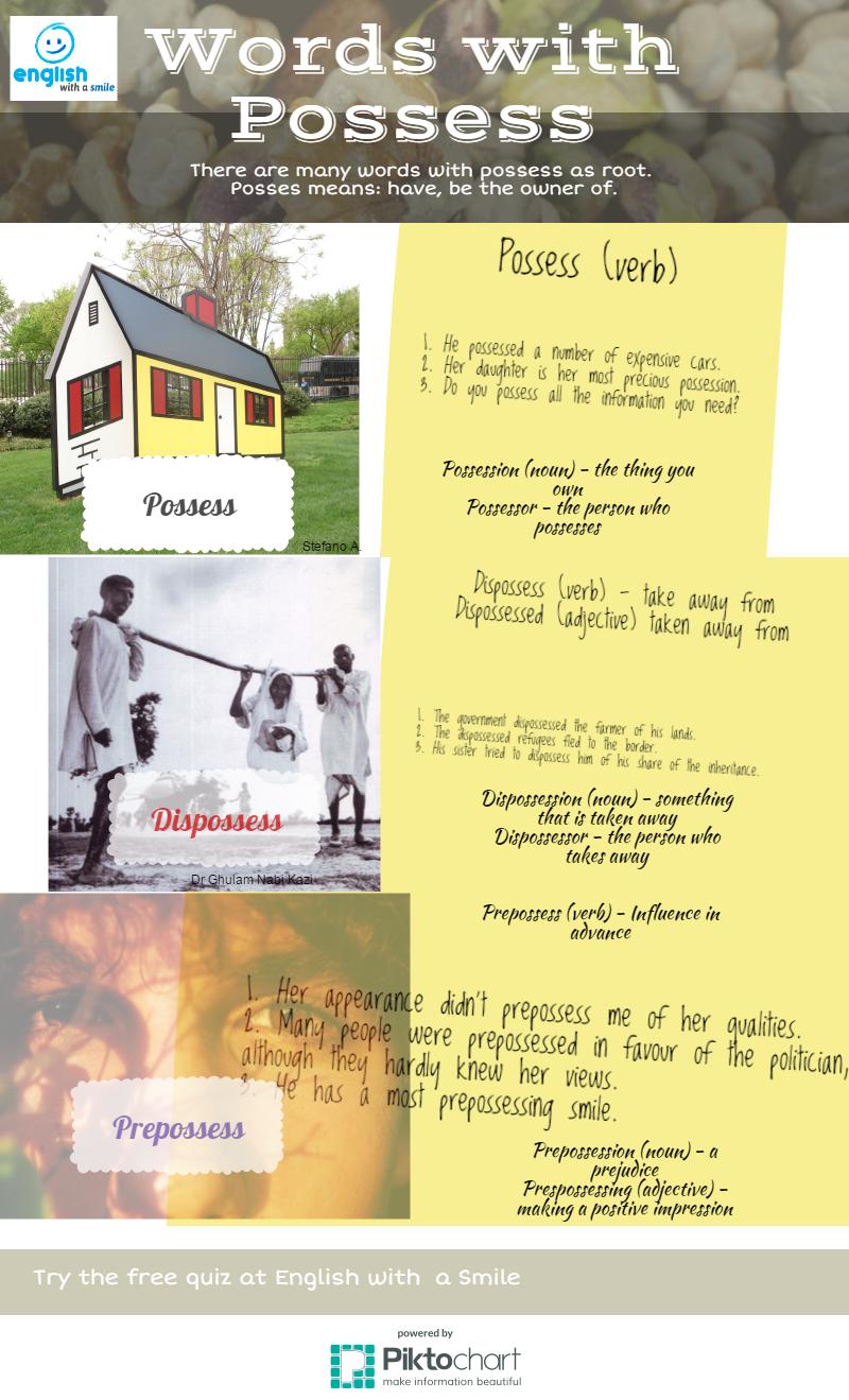 Words with Possess – Infographic and Quiz – English with a Smile