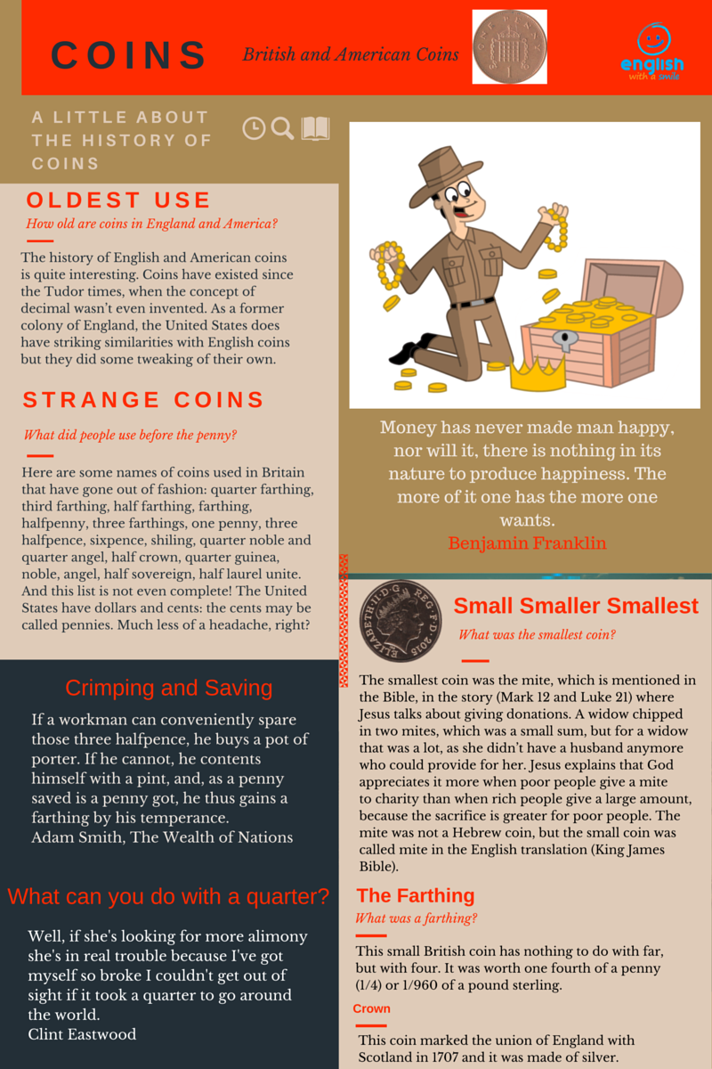 The Fascinating World of US and UK Coins – Reading Comprehension & Quiz ...